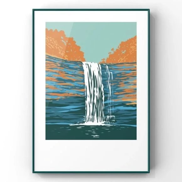 Triad Art & Design | Art | Waterfall Mountain River Wall Art Print ...